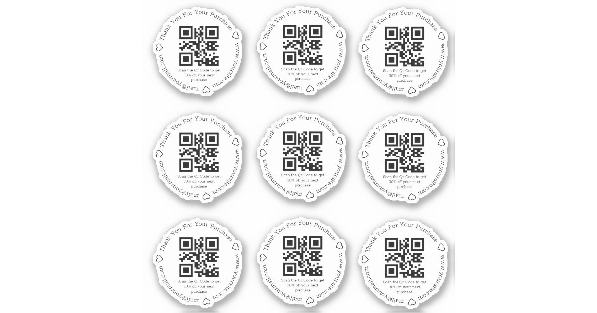 elegant qr code small business discount thank you sticker | Zazzle