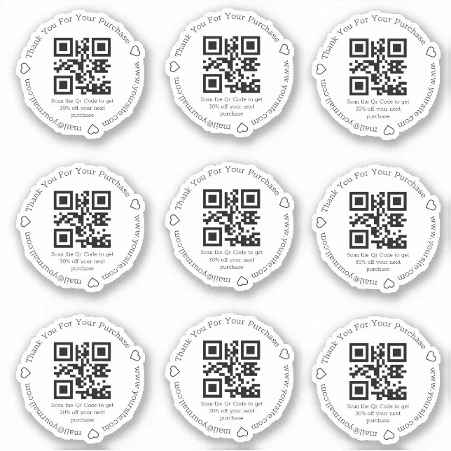 elegant qr code small business discount thank you sticker | Zazzle