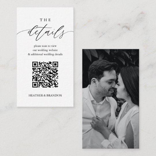 Elegant QR Code Wedding Details Enclosure Card | Zazzle.com