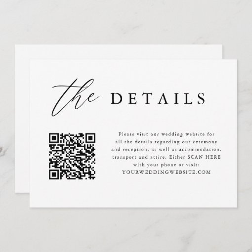 Elegant QR Code Wedding Digital Details Invitation | Zazzle