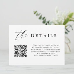 Elegant QR Code Wedding Digital Details Invitation | Zazzle