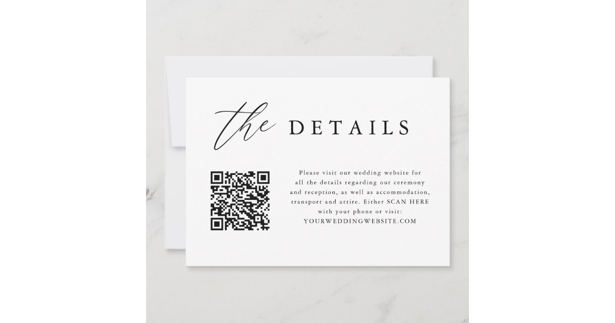 Elegant QR Code Wedding Digital Details Invitation | Zazzle