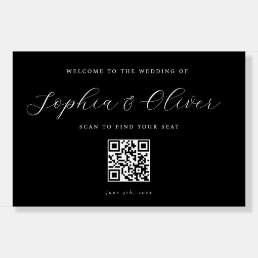 Elegant QR Code Wedding Seating Chart Foam Board | Zazzle