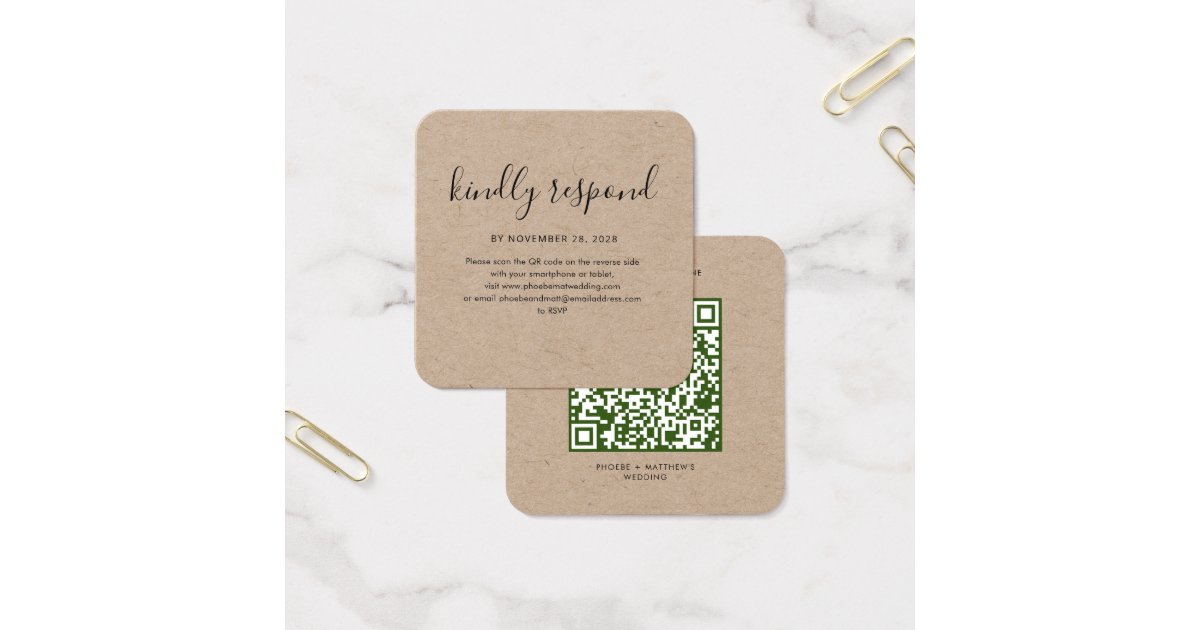 Elegant QR Code Wedding Website RSVP Card | Zazzle