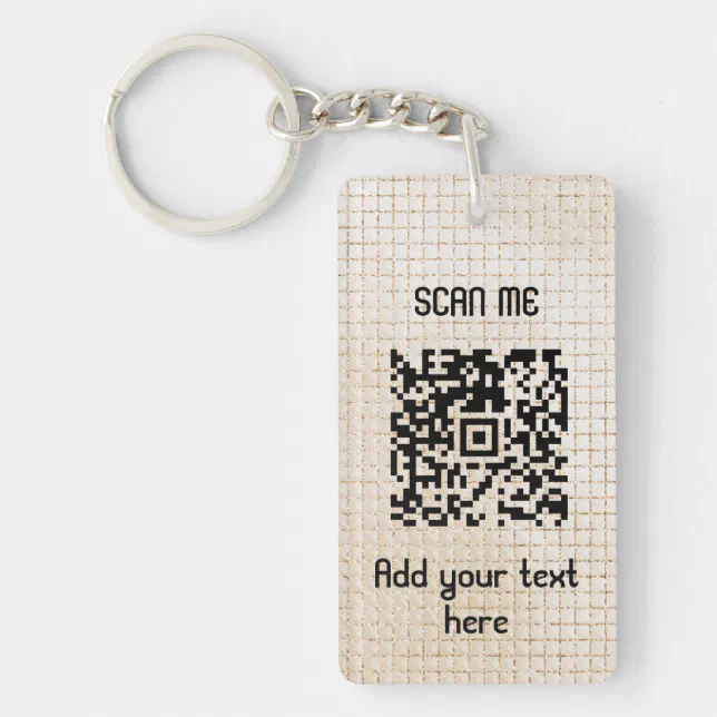Elegant QR Code Your Logo Gold Business Keychain | Zazzle