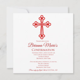 Elegant Quatrefoil Cross Confirmation Invitation | Zazzle