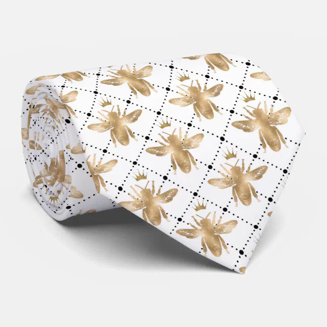 Elegant Queen Bee Honeycomb Pattern Neck Tie | Zazzle