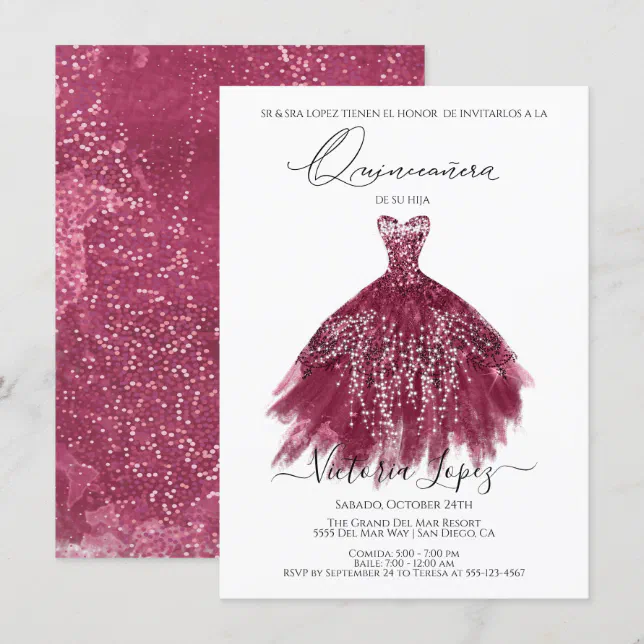 Elegant Quinceañera Glitter Sparkle Spanish Quince Invitation | Zazzle