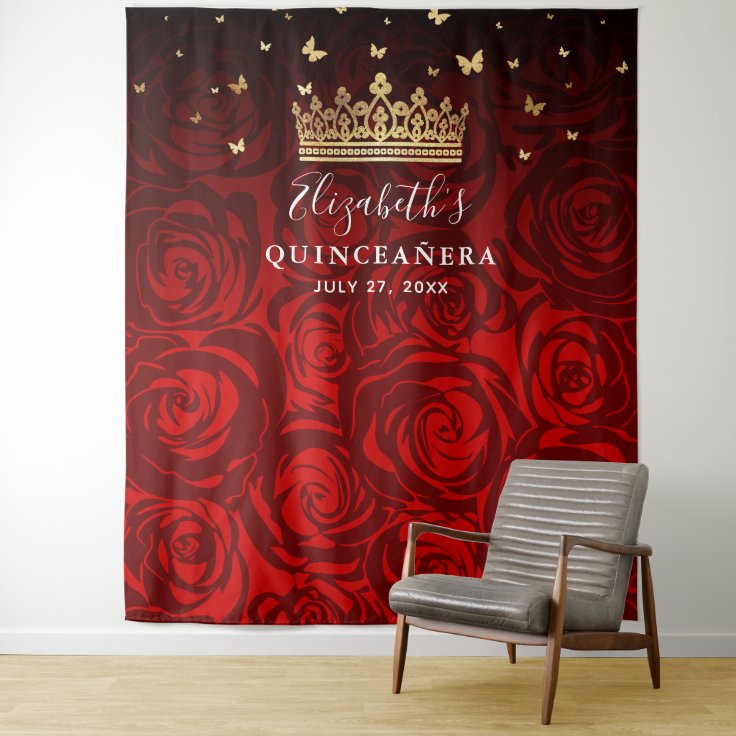 Elegant Quinceanera Photo Backdrop Tapestries | Zazzle