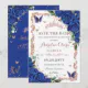 Elegant Quinceañera Royal Blue Floral Rose Gold Save The Date | Zazzle
