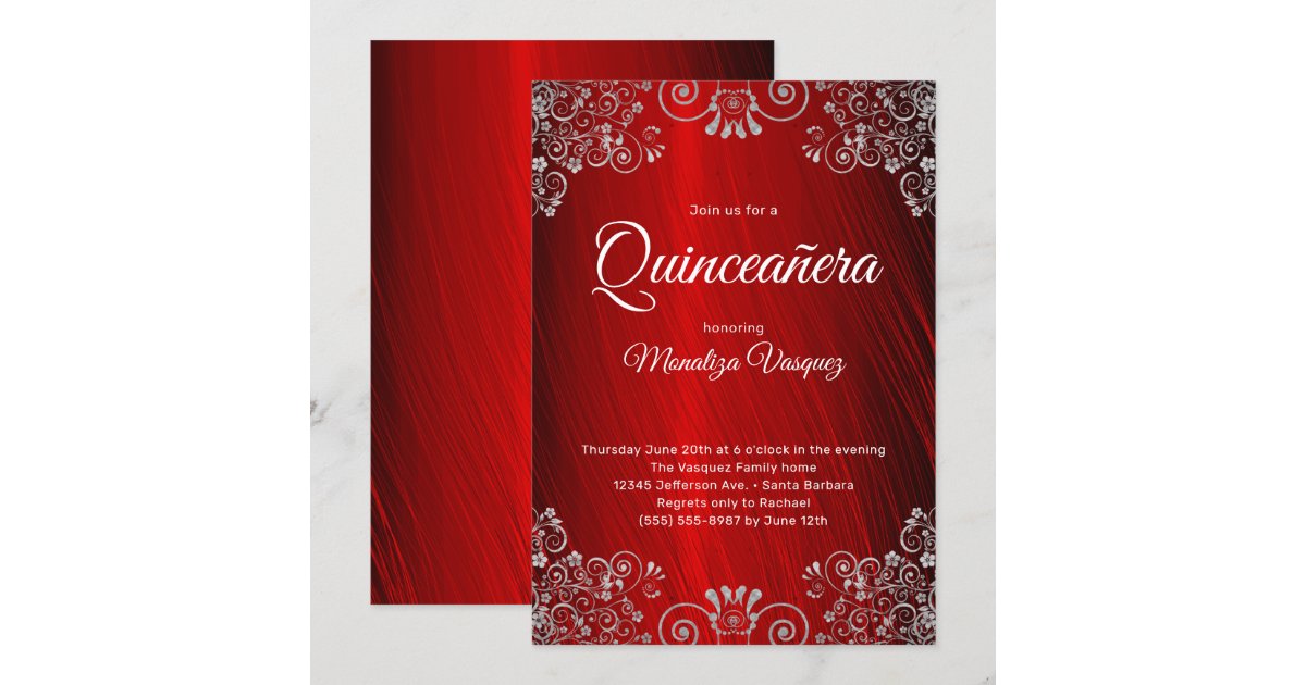 Elegant Quinceañera Ruby Red 15th Birthday Invitation | Zazzle