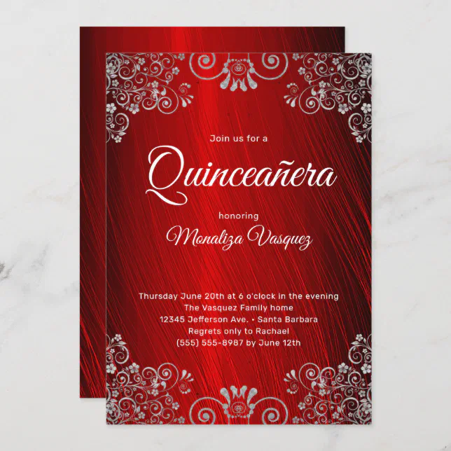 Elegant Quinceañera Ruby Red 15th Birthday Invitation | Zazzle
