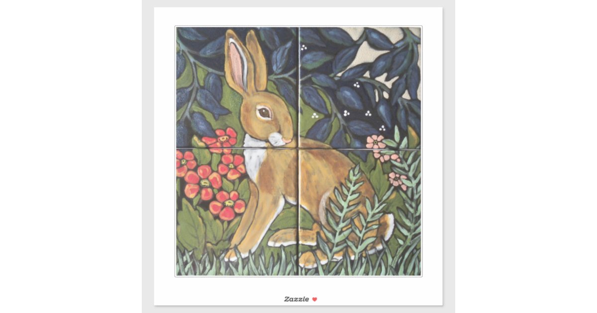 Elegant Rabbit Tile Mural Decoration for 6" Tiles Sticker | Zazzle