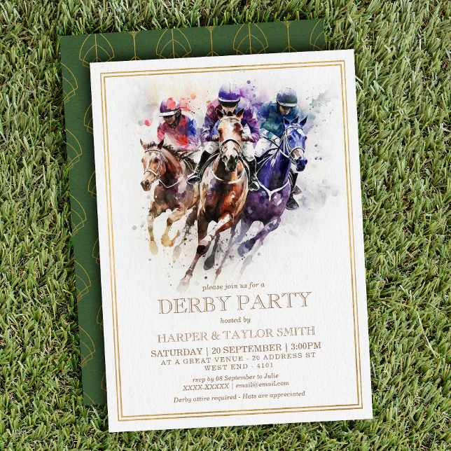 Elegant Race Horse Derby Party Equestrian Invitation | Zazzle