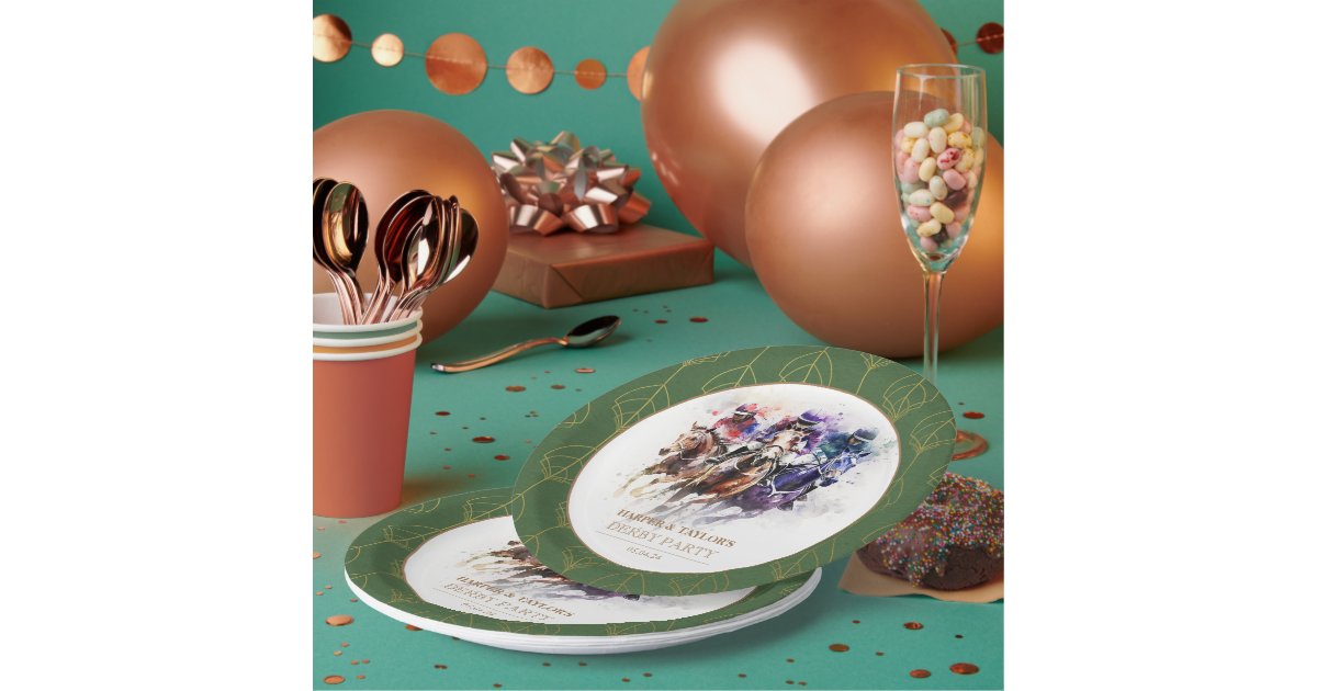 Elegant Race Horse Derby Party Equestrian Paper Plates | Zazzle