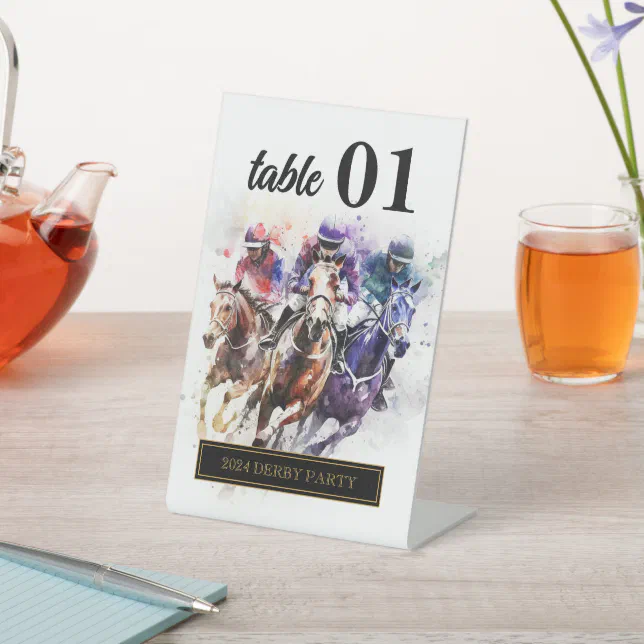 Elegant Race Horse Derby Party Equestrian Pedestal Sign | Zazzle