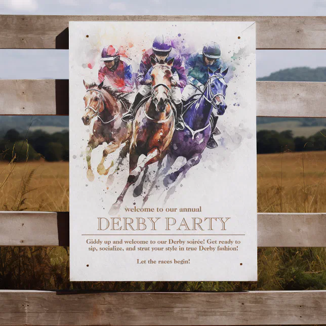 Elegant Race Horse Derby Party Equestrian Poster | Zazzle