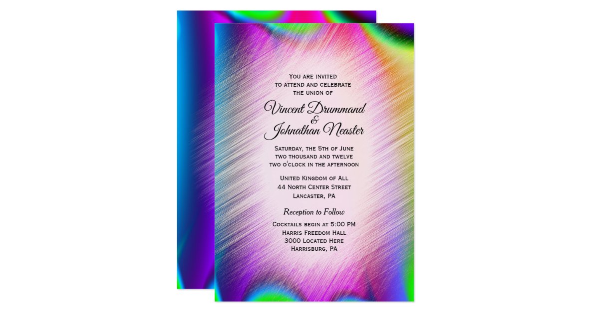 Elegant Rainbow Colors Wedding Invitations | Zazzle.com