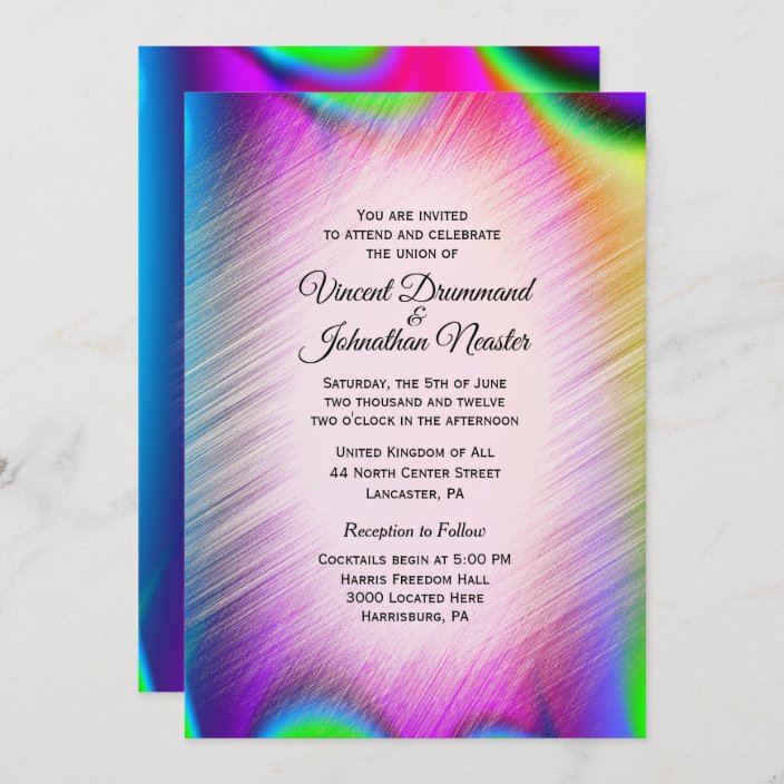 Elegant Rainbow Colors Wedding Invitations | Zazzle.com