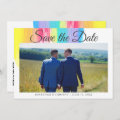 Elegant Rainbow LGBTQ Engagement Photo QR Code Save The Date | Zazzle