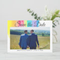 Elegant Rainbow LGBTQ Engagement Photo QR Code Save The Date | Zazzle