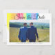Elegant Rainbow LGBTQ Engagement Photo QR Code Save The Date | Zazzle