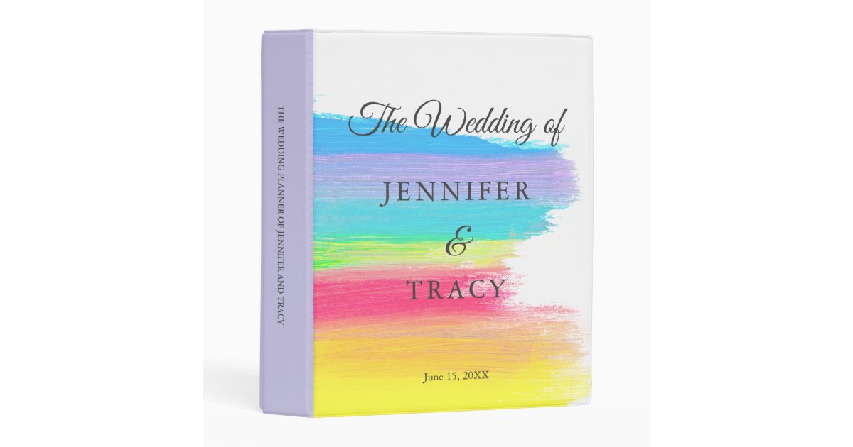 Elegant Rainbow LGBTQ Personalized Wedding Planner Mini Binder | Zazzle