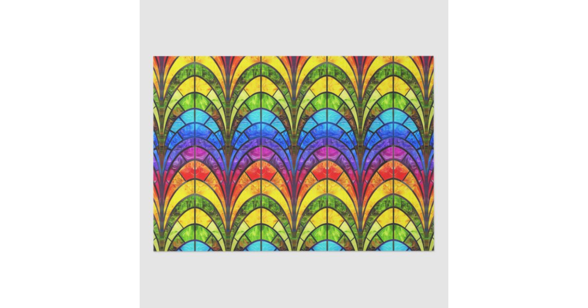 Elegant Rainbow Stained Glass Pattern Tissue Paper | Zazzle