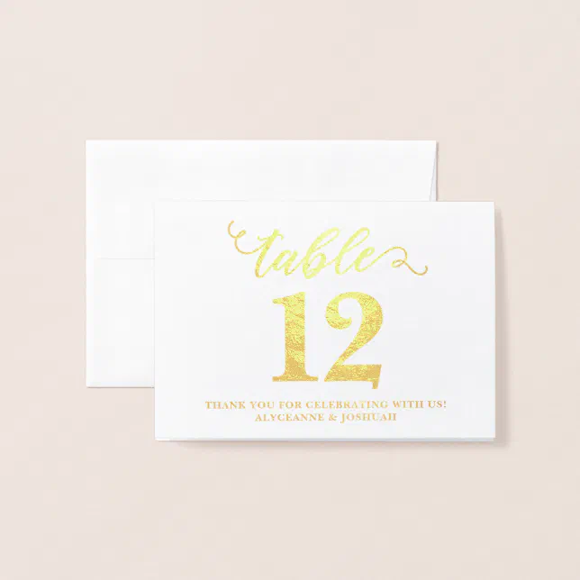 Elegant REAL FOIL Gold Wedding Table Numbers Small | Zazzle