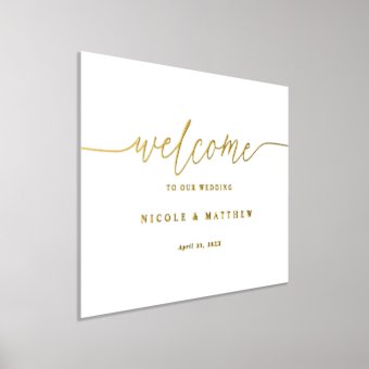 Elegant Real Foil Wedding Welcome Sign | Zazzle