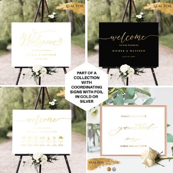 Elegant Real Foil Wedding Welcome Sign | Zazzle