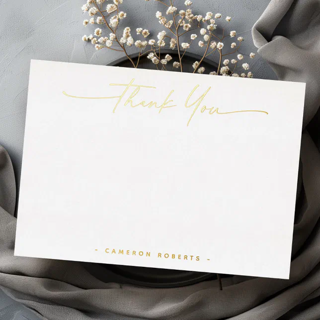 Elegant real gold or silver foil thank you card | Zazzle