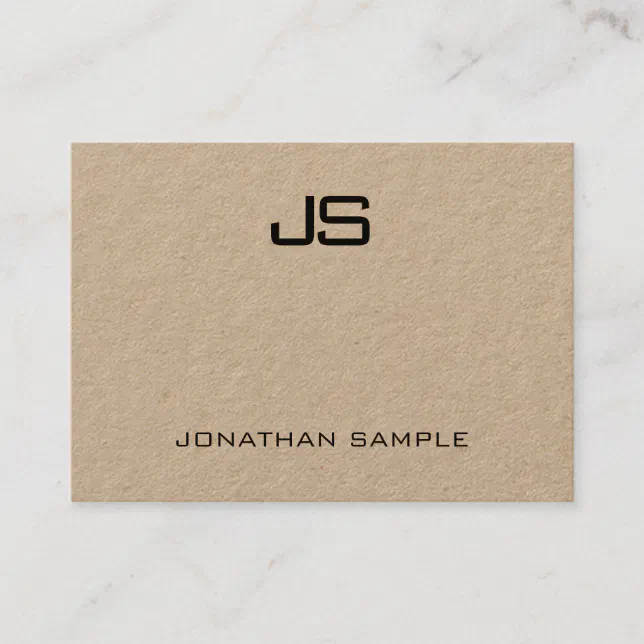 Elegant Real Kraft Paper Modern Monogram Template Business Card | Zazzle