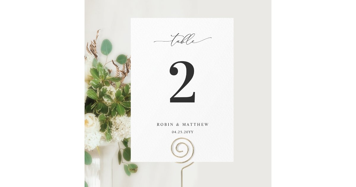 Elegant Reception Script Calligraphy Table Number | Zazzle