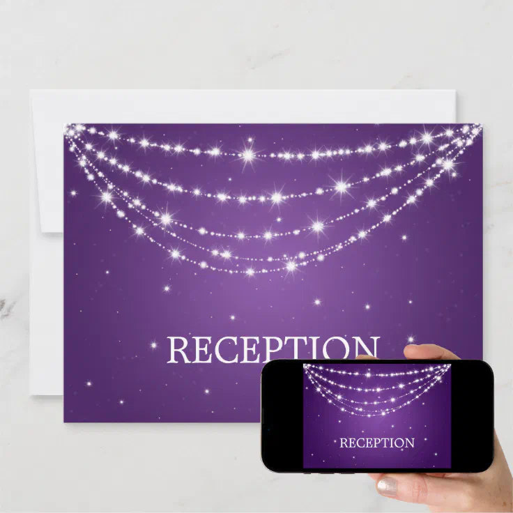 Elegant Reception Sparkling Chain Purple Invitation | Zazzle