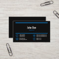 Elegant Receptionist Logo Blue Lines Icons Black Business Card | Zazzle