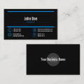 Elegant Receptionist Logo Blue Lines Icons Black Business Card | Zazzle