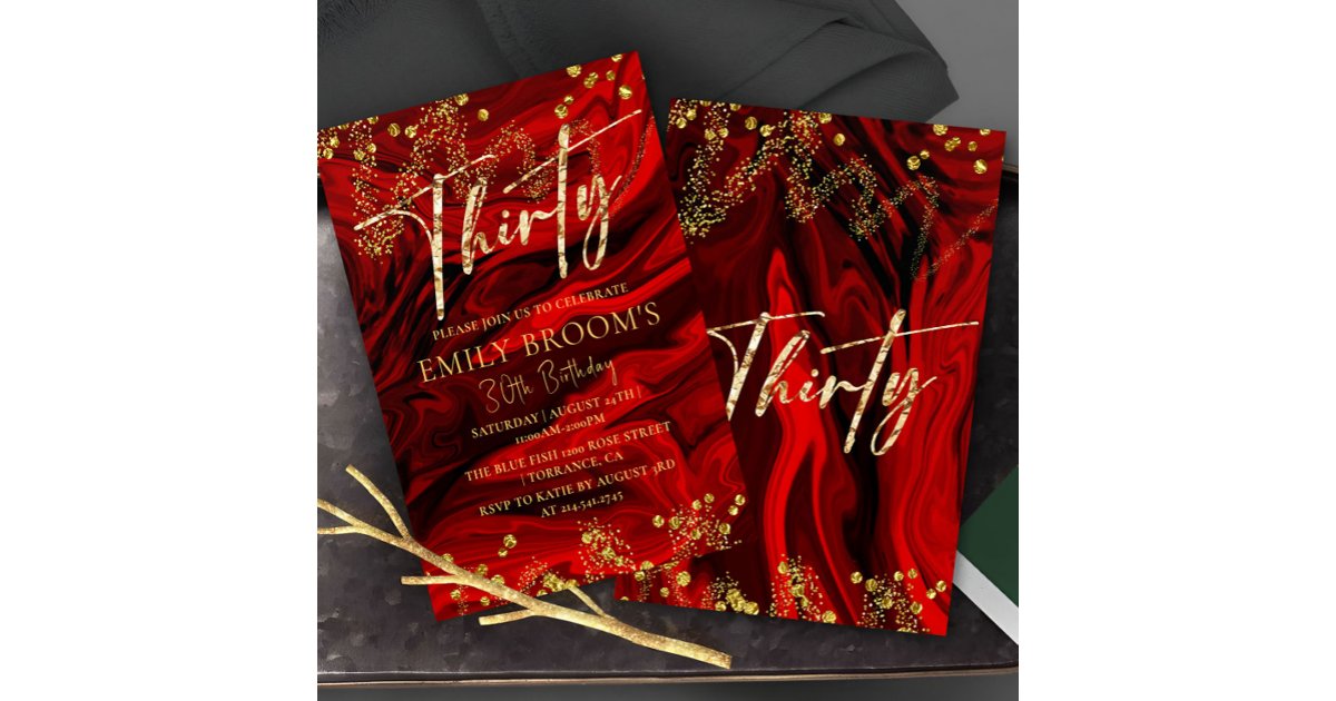Elegant Red 30th Birthday Invitation | Zazzle