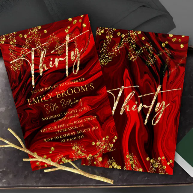 Elegant Red 30th Birthday Invitation | Zazzle