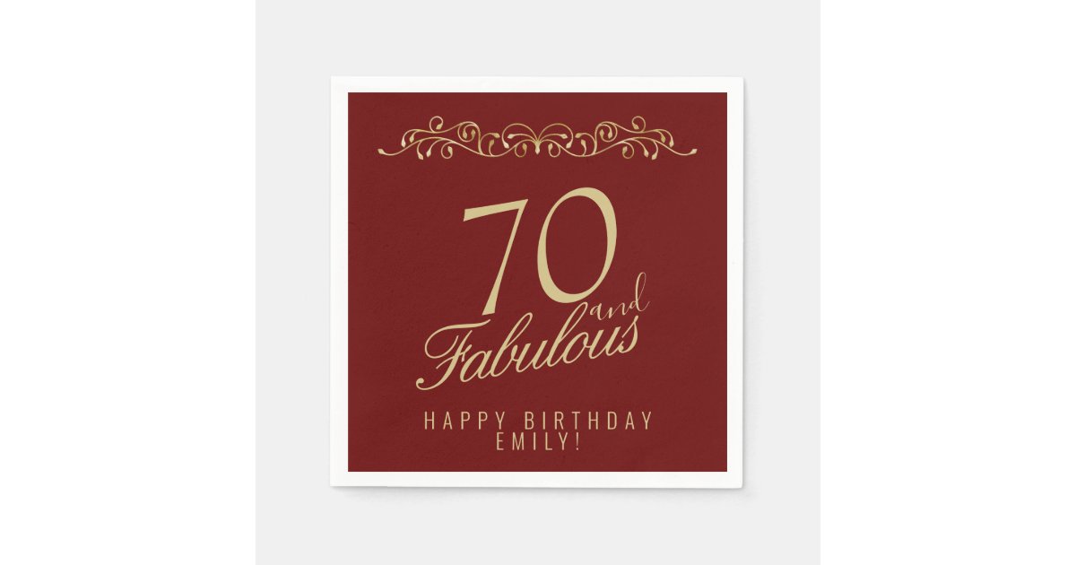 Elegant Red 70 and Fabulous Ornament 70th Birthday Napkins | Zazzle