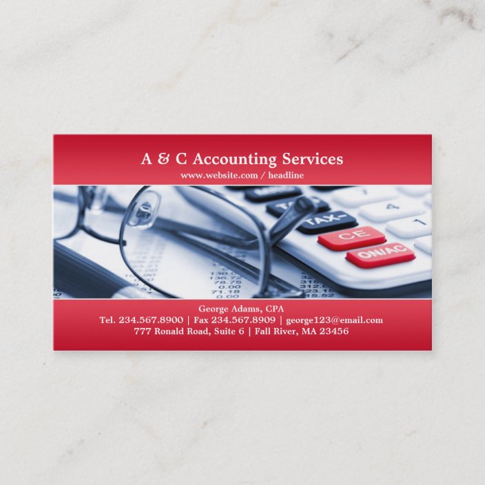 Elegant Red Accounting Business Card | Zazzle.com