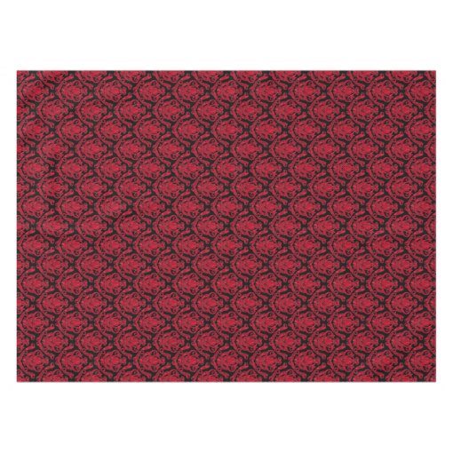 Elegant Red and Black Damask Print Tablecloth | Zazzle
