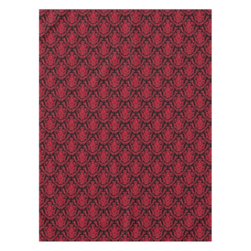Elegant Red and Black Damask Print Tablecloth | Zazzle