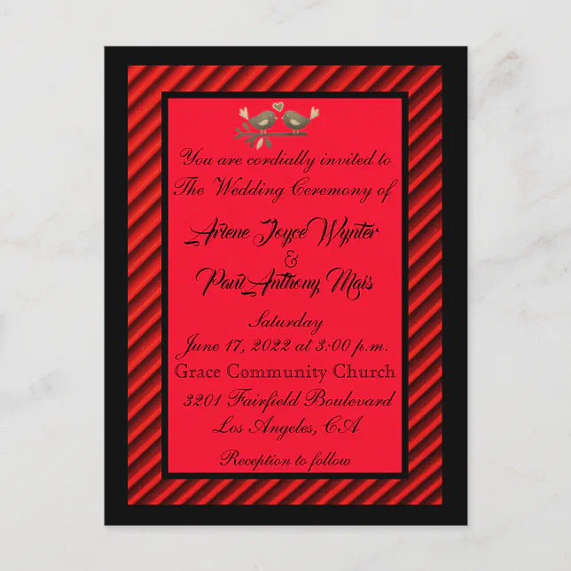 Elegant Red and Black Invitation | Zazzle