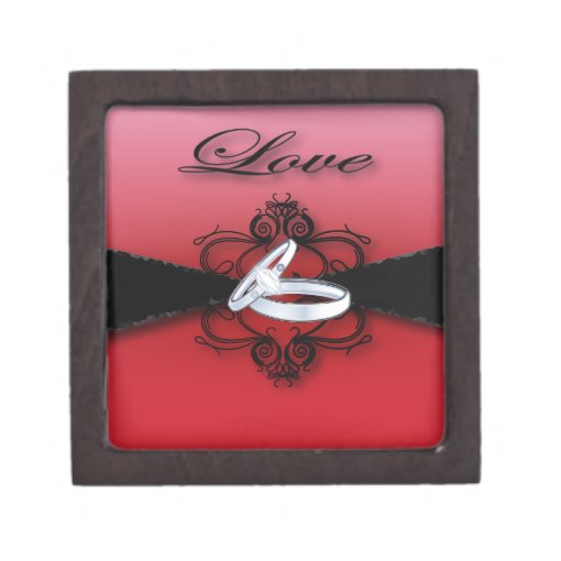 Elegant Red and Black Premium Wedding Ring Box | Zazzle