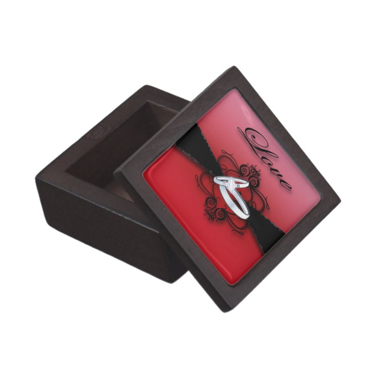 Elegant Red and Black Premium Wedding Ring Box | Zazzle