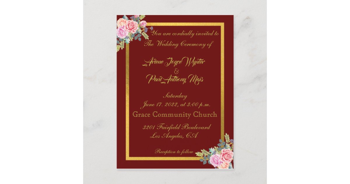 Elegant Red and Gold Invitation | Zazzle