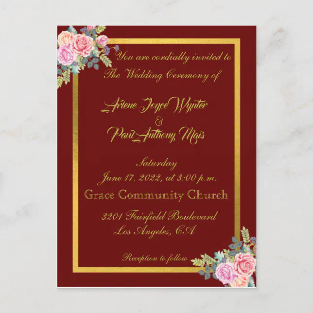 Elegant Red and Gold Invitation | Zazzle