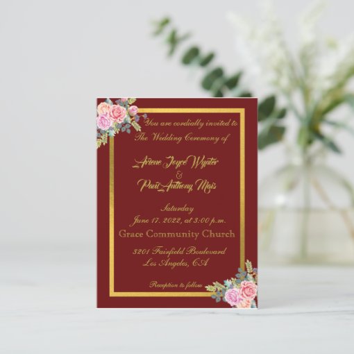 Elegant Red and Gold Invitation | Zazzle