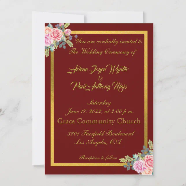 Elegant Red and Gold Invitation | Zazzle